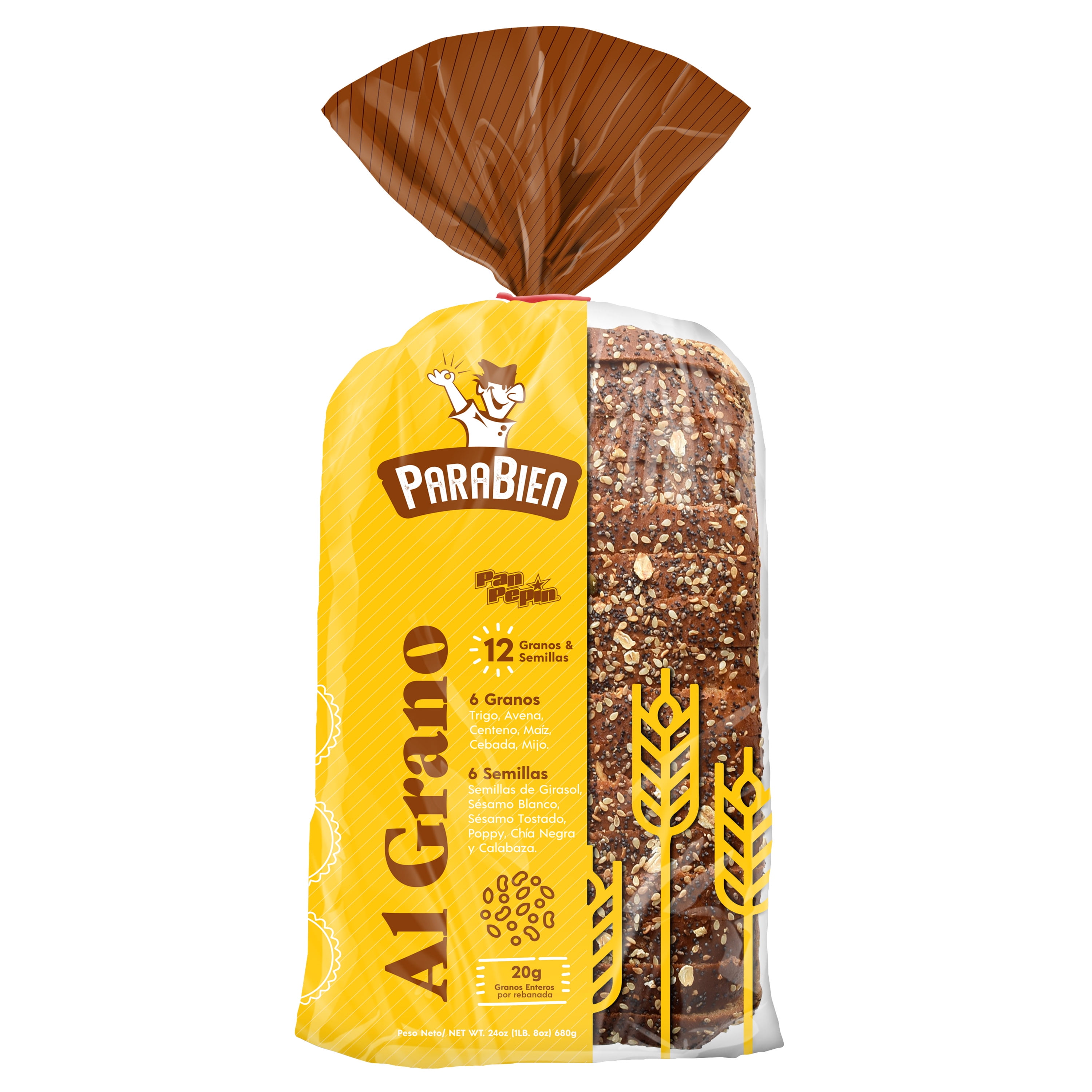 Pan Pepin, ParaBien, Al Grano, Sliced Sandwich Bread Loaf, 24 oz, Shelf ...