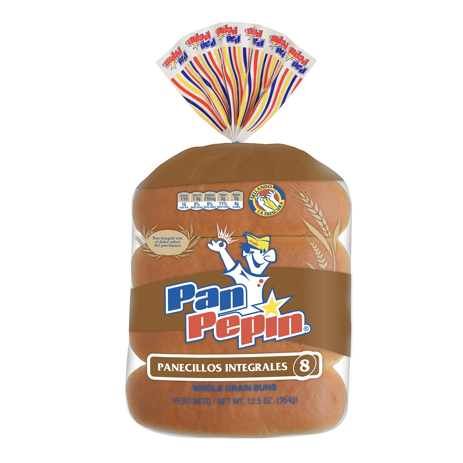 Pan Pepin Whole Grain Hot Dog Buns, 12.5 oz, 8 Count, Shelf Stable ...