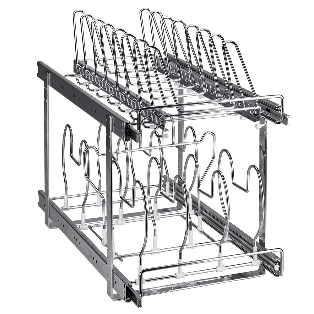 Pan and Pot Rack, 2-Tier Expandable Pull Out Under Cabinet Organizer ...
