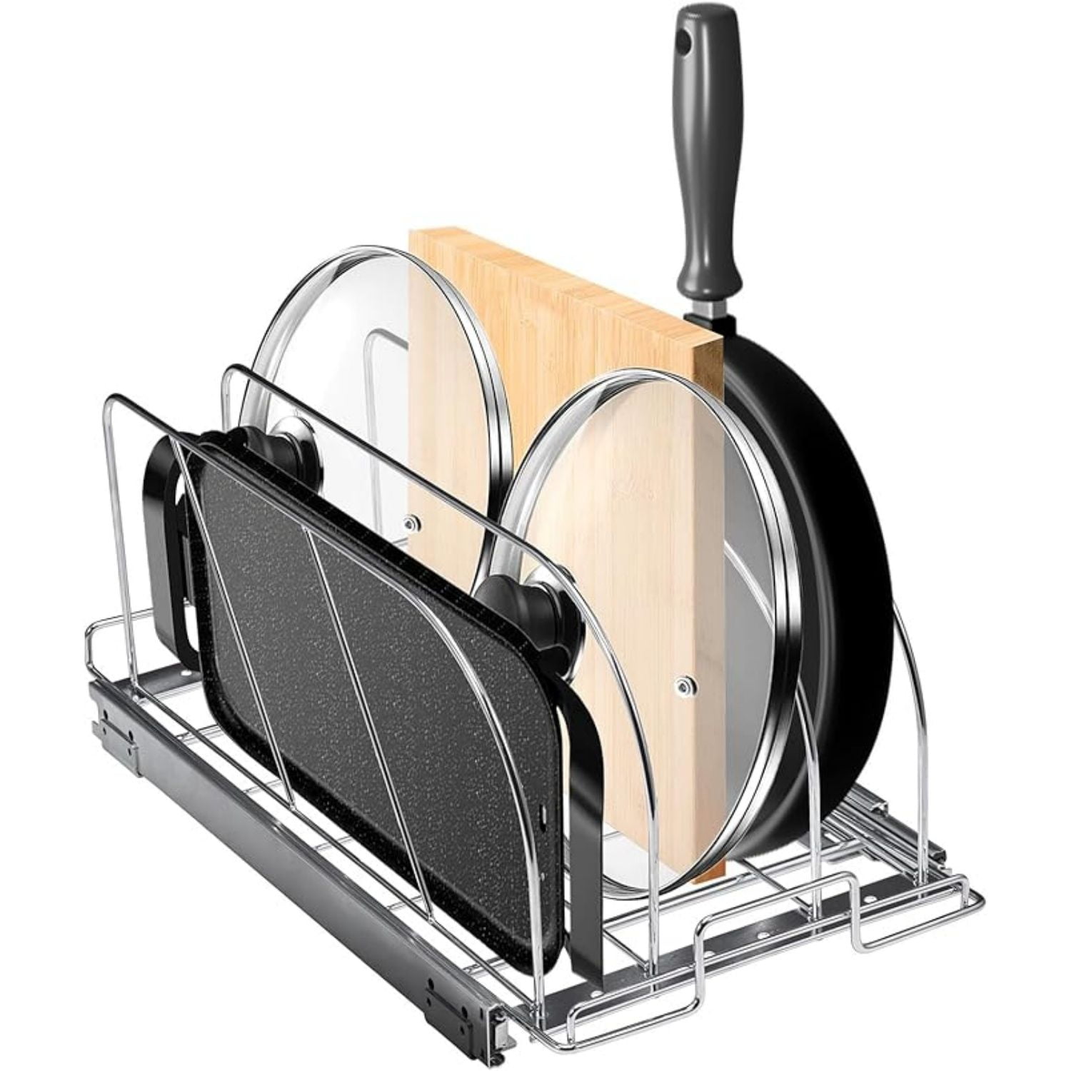 Pan and Pot Rack, Expandable Pull Out Under Cabinet Organizer, Cookie ...