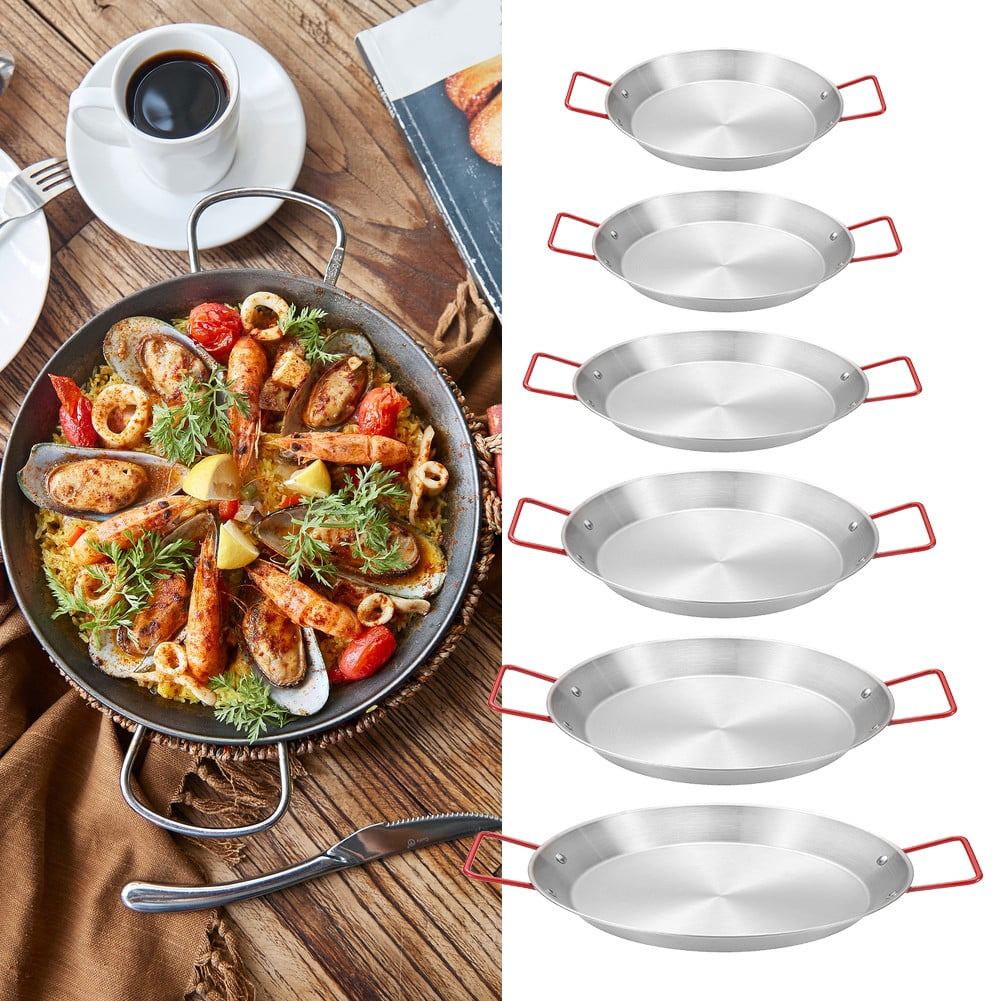 Pan Stainless Steel Paella Bowl Skillet Serving Plate Pot Wok Snack ...