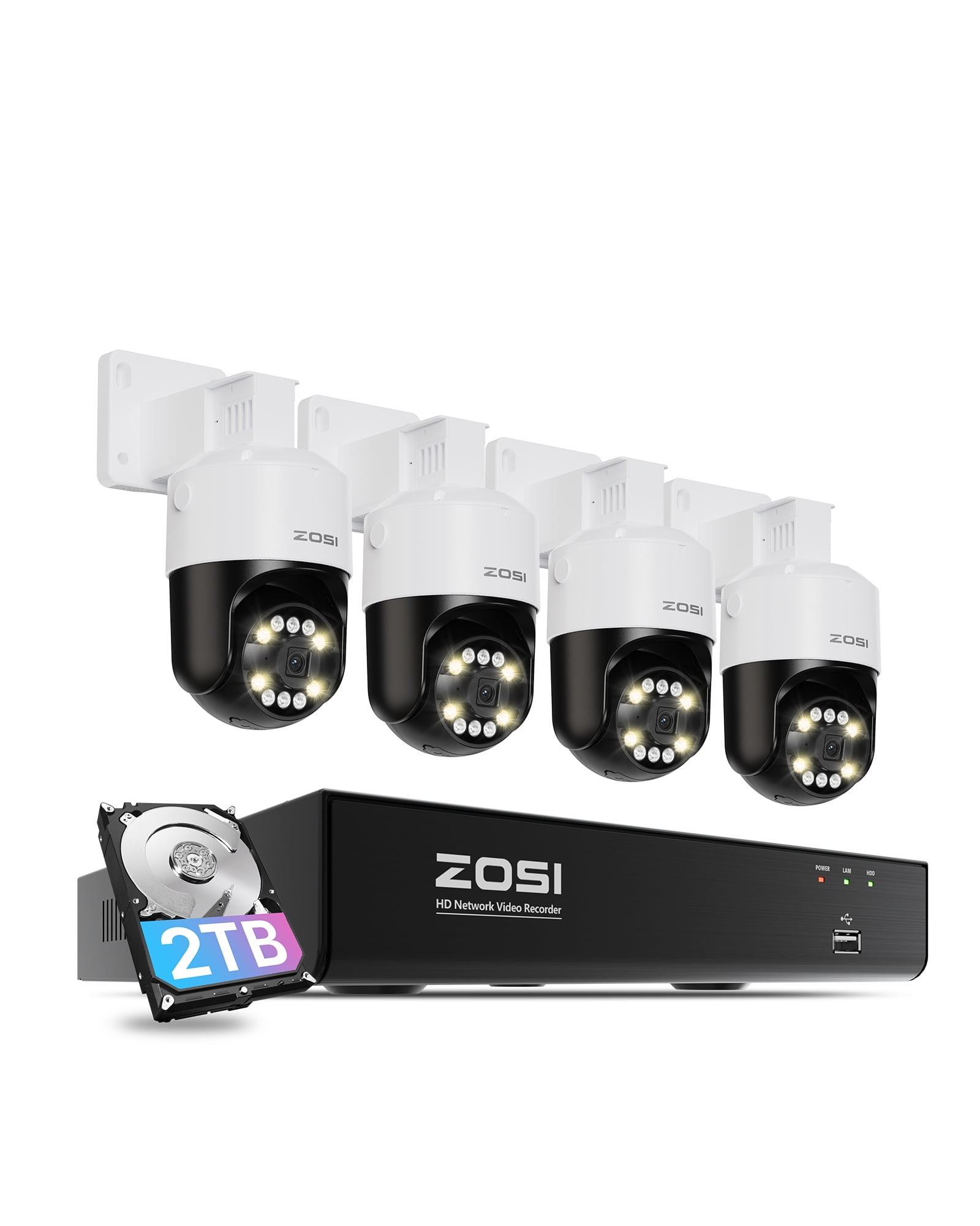 Pan Till 4K PoE Security Camera System with Two Way Audio, ZOSI 4pcs ...