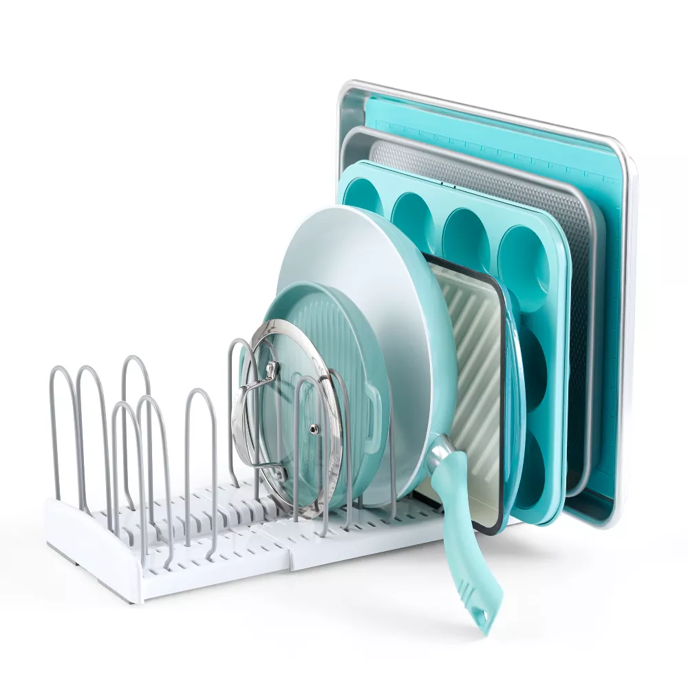 Pan and Lid Expandable Rack: Kitchen Organizer with Multi-Compartments ...