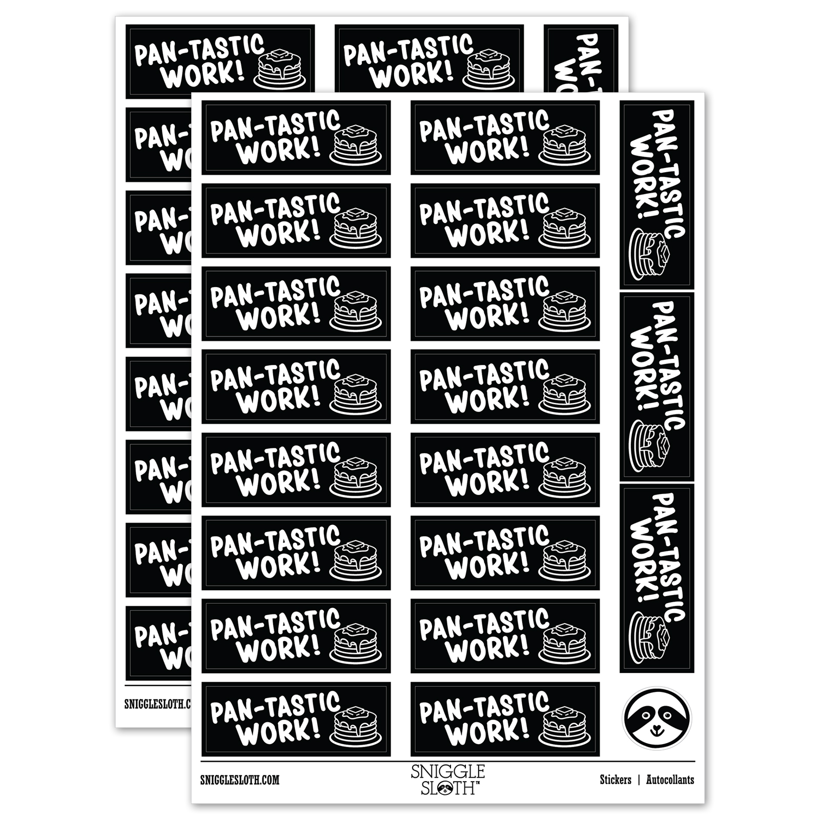 Pan-tastic Fantastic Work Pancakes Teacher Student School Sticker Set - Black - Matte Finish - 2 ...
