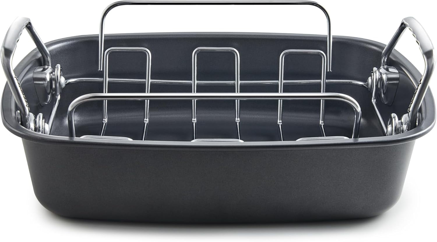 Roasting Pan with Rack - 17x13.6 Inch Large Turkey Roaster Pan - Double ...
