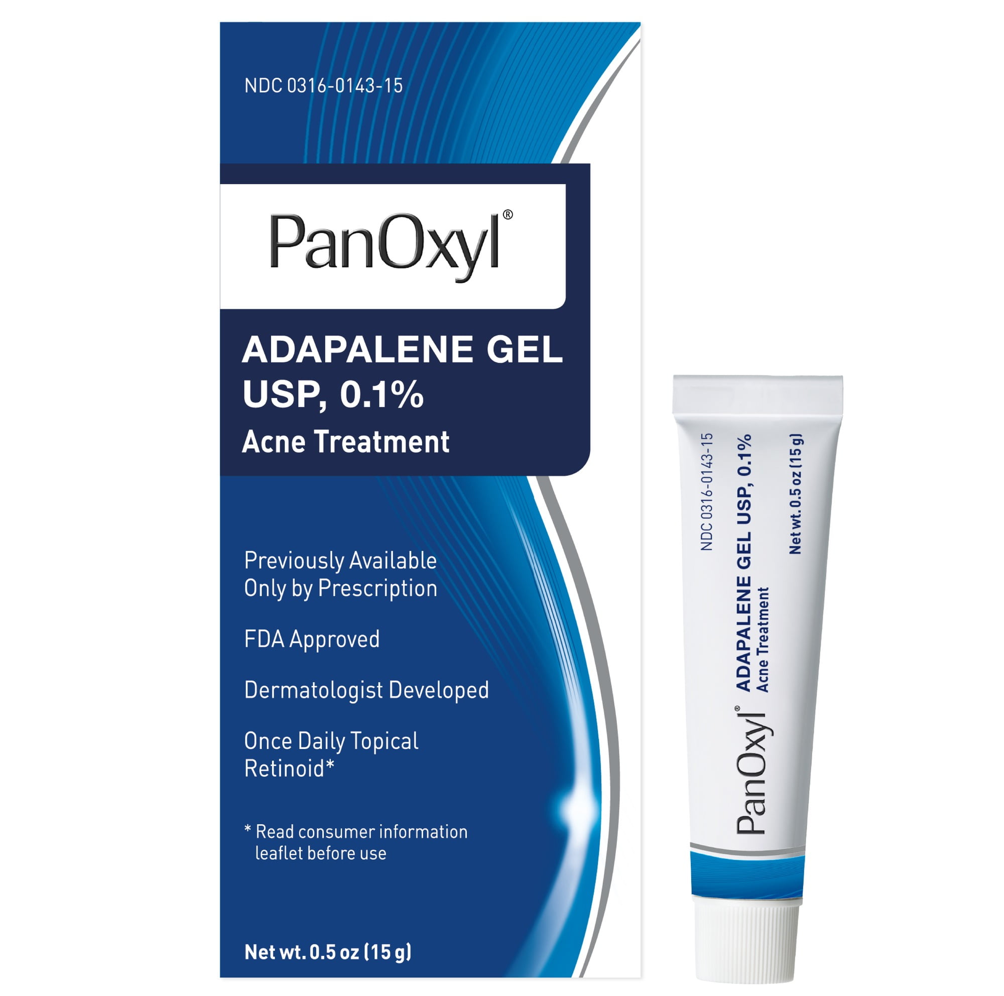 PanOxyl Adapalene 0.1% Leave-on Gel, Retinoid Gel Acne Treatment, 0.5 ...