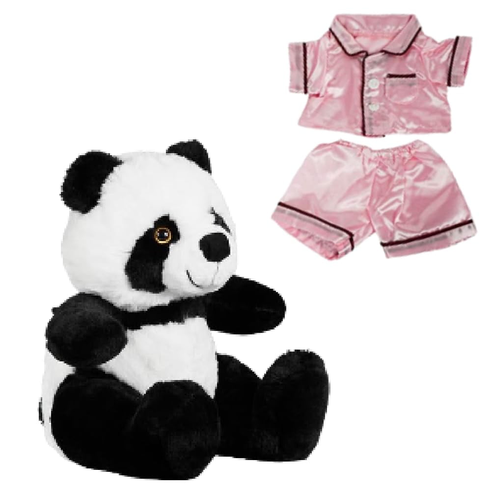 PanPan the Panda Wrapped in Soft 8 Inch Pink Satin PJ’s – A Huggable and Adorable Plush Toy for ...
