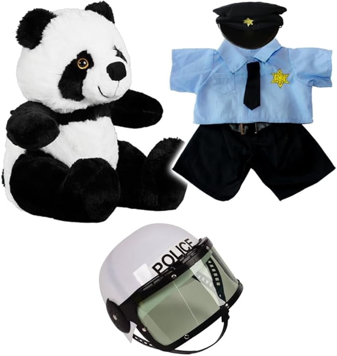 PanPan the Panda 16-Inch Stuffed Plush Toy with Kids Toy Police Helmet ...