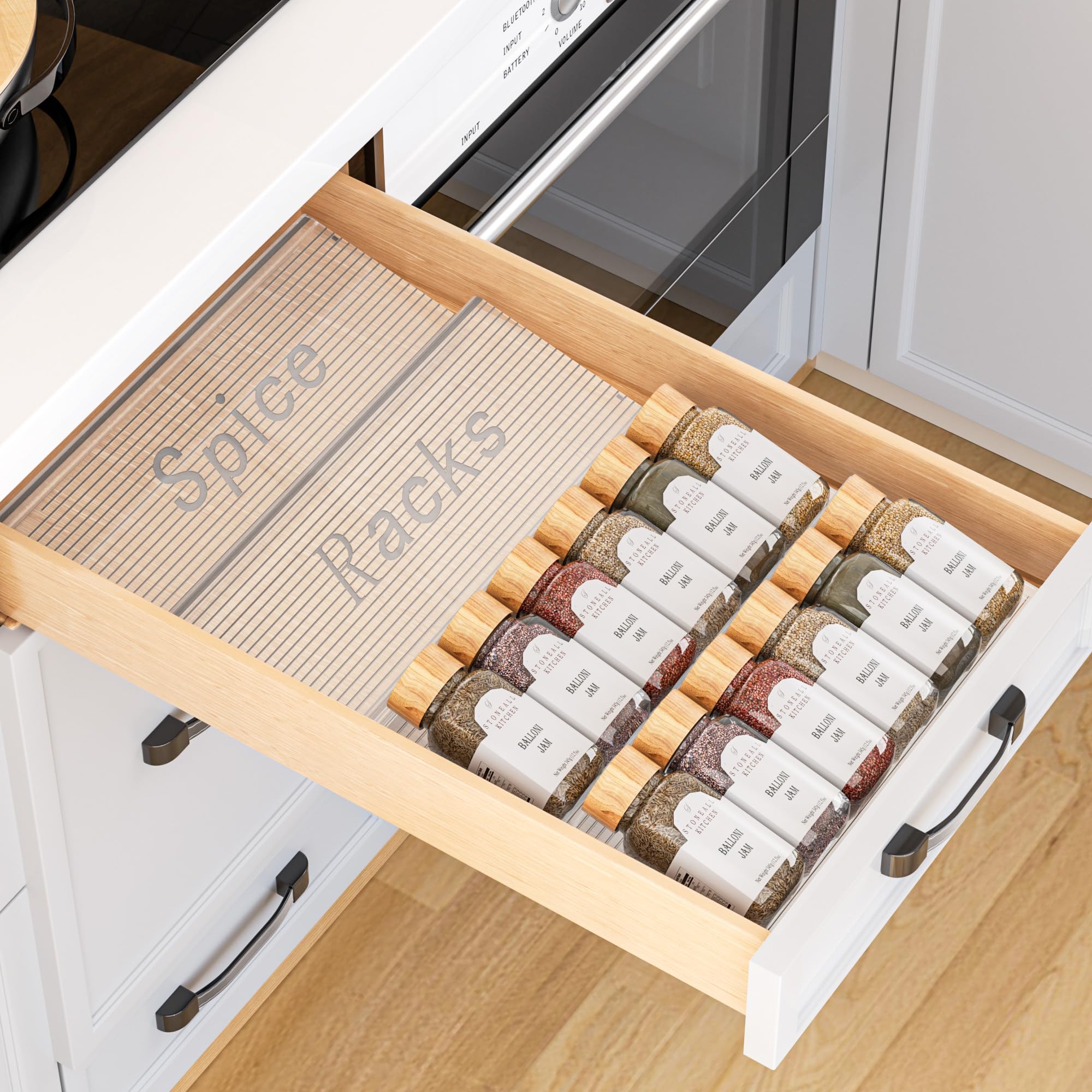 PanPanPal Spice Drawer Organizer, 2 Tier- 2 Pack Clear Acrylic Drawer ...