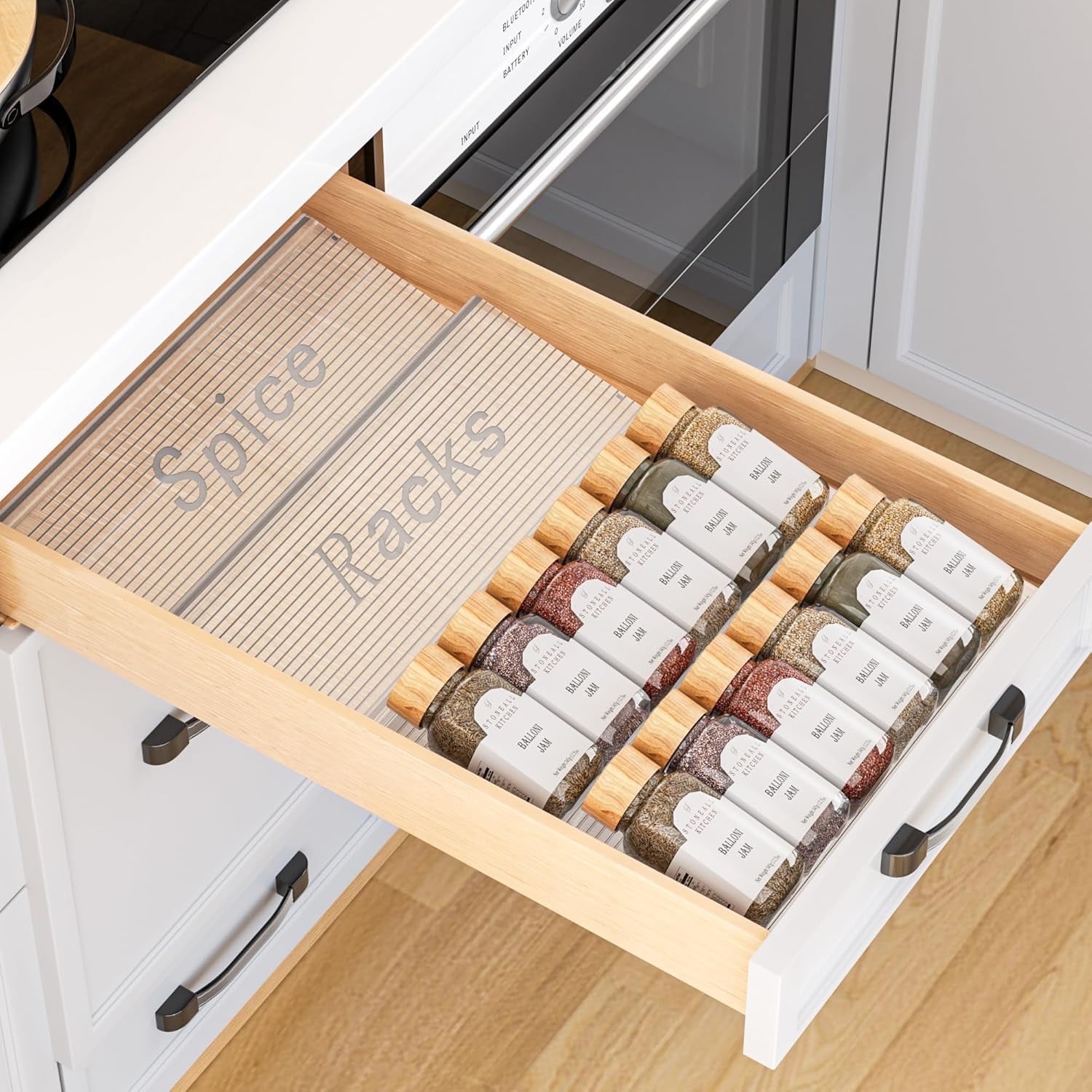 Delamu Spice Drawer Organizer, 2 Tier - 2 Pack Expandable Spice ...