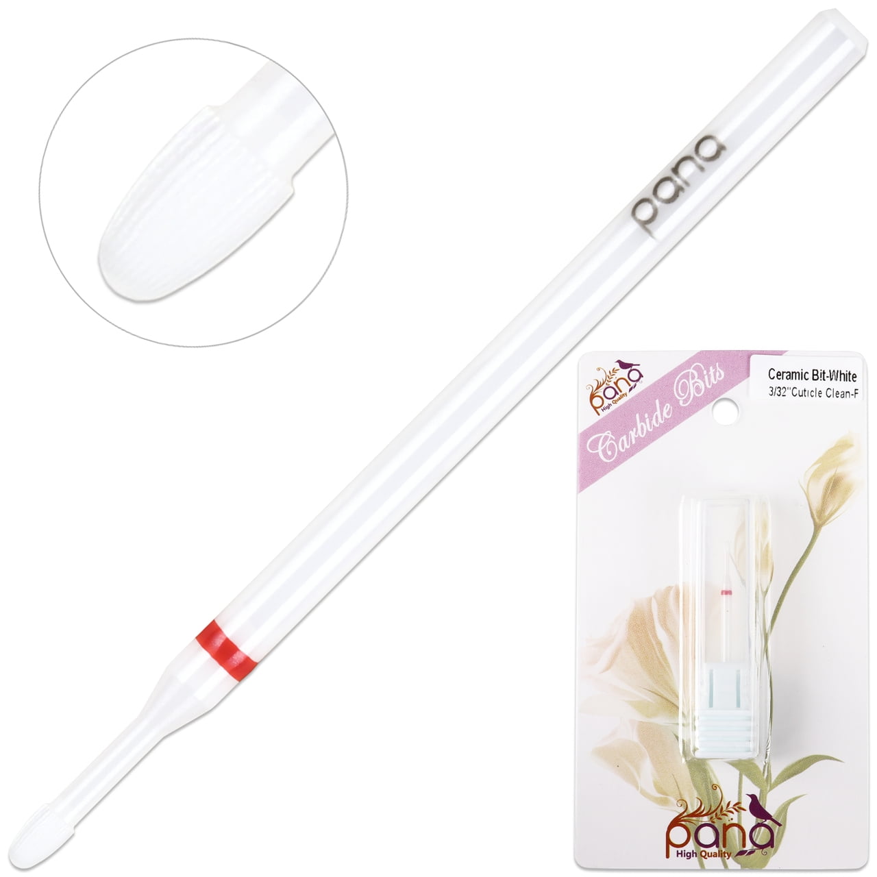 Pana 3/32" White Ceramic Cuticle Cleaner Nail Drill Bit - Fine Grit ...
