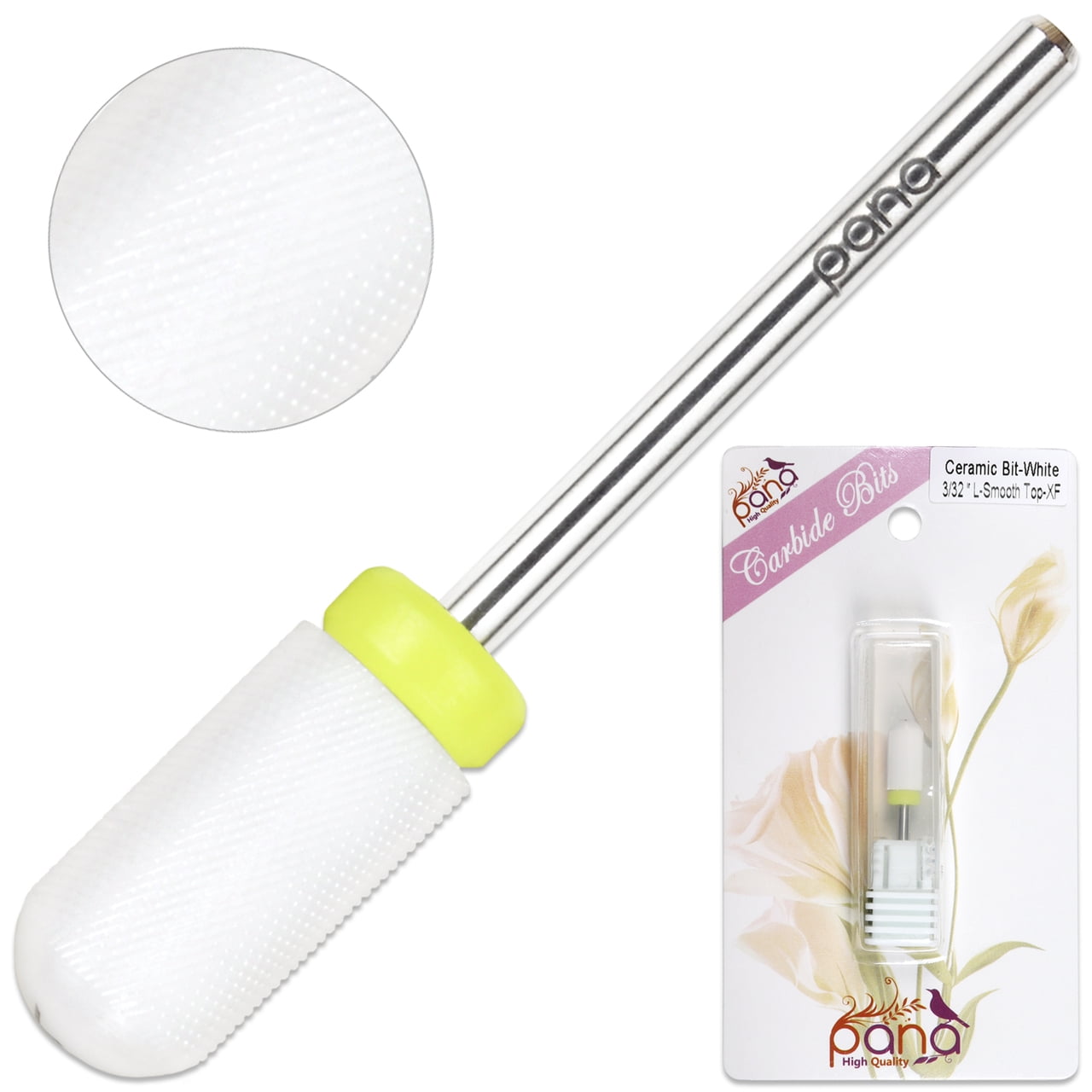 Pana 3/32" White Ceramic Smooth Top Large Barrel Nail Drill Bit - Extra ...