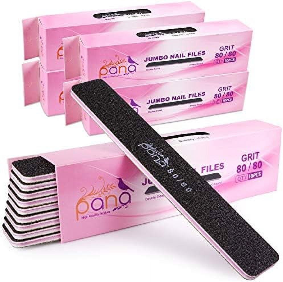 Pana Black Nail Files Jumbo Size (Grit: 80 x 80, 3 Packs of 50 Pieces ...