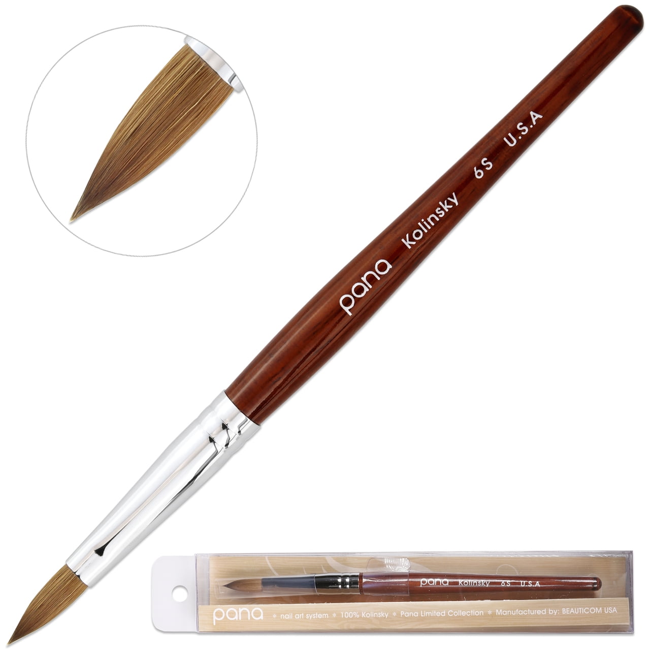 Pana USA Acrylic Nail Brush 100% Pure Kolinsky Hair Mahogany Wood ...