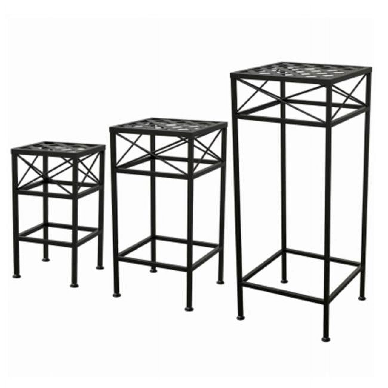 Panacea 102227 Nested Cross Hatch Square Plant Stands, Black - Steel ...