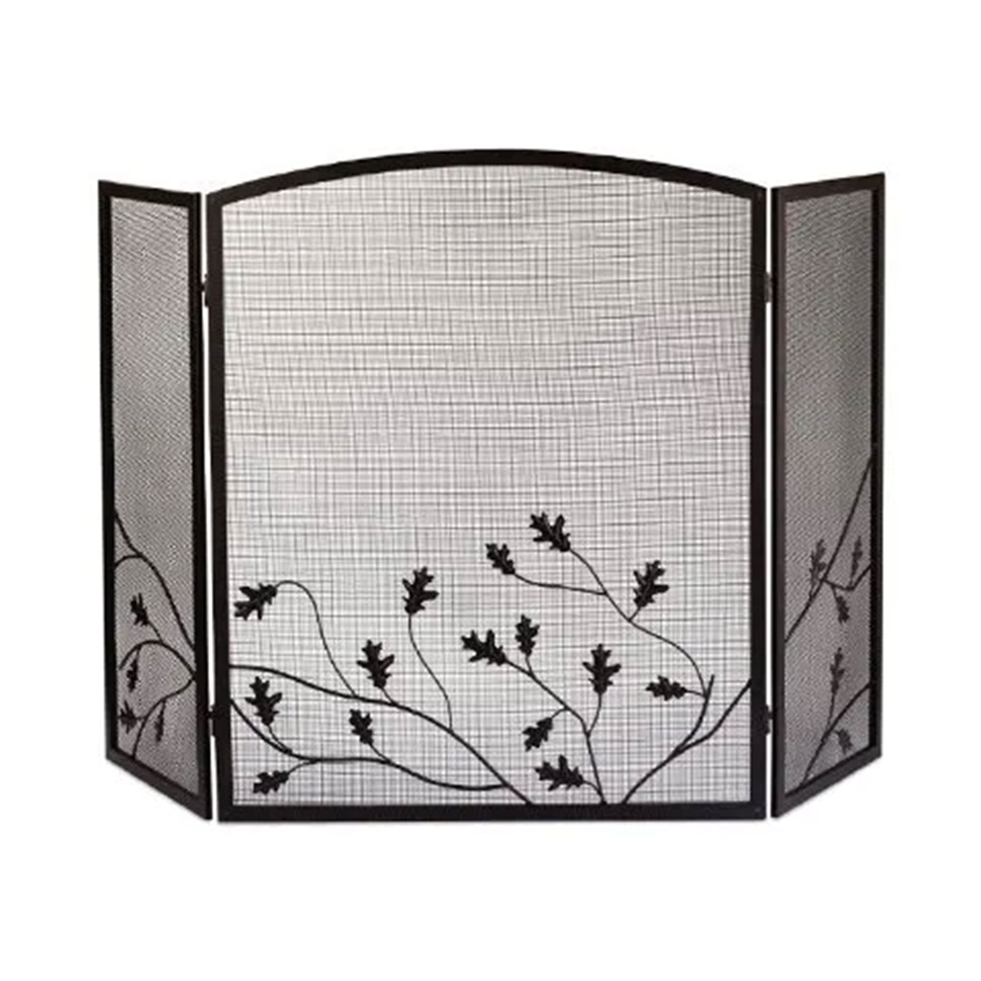 Panacea 32 x 50 Inch 3 Panel Steel Fireplace Screen, Natural Brown/Oak ...
