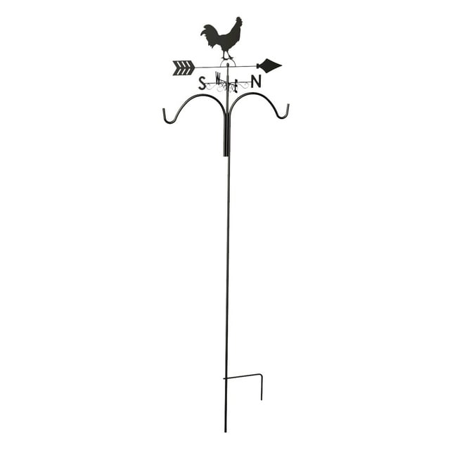 Panacea 78 in. Steel Rooster Weathervane Double Shepherd Hook, Rust ...