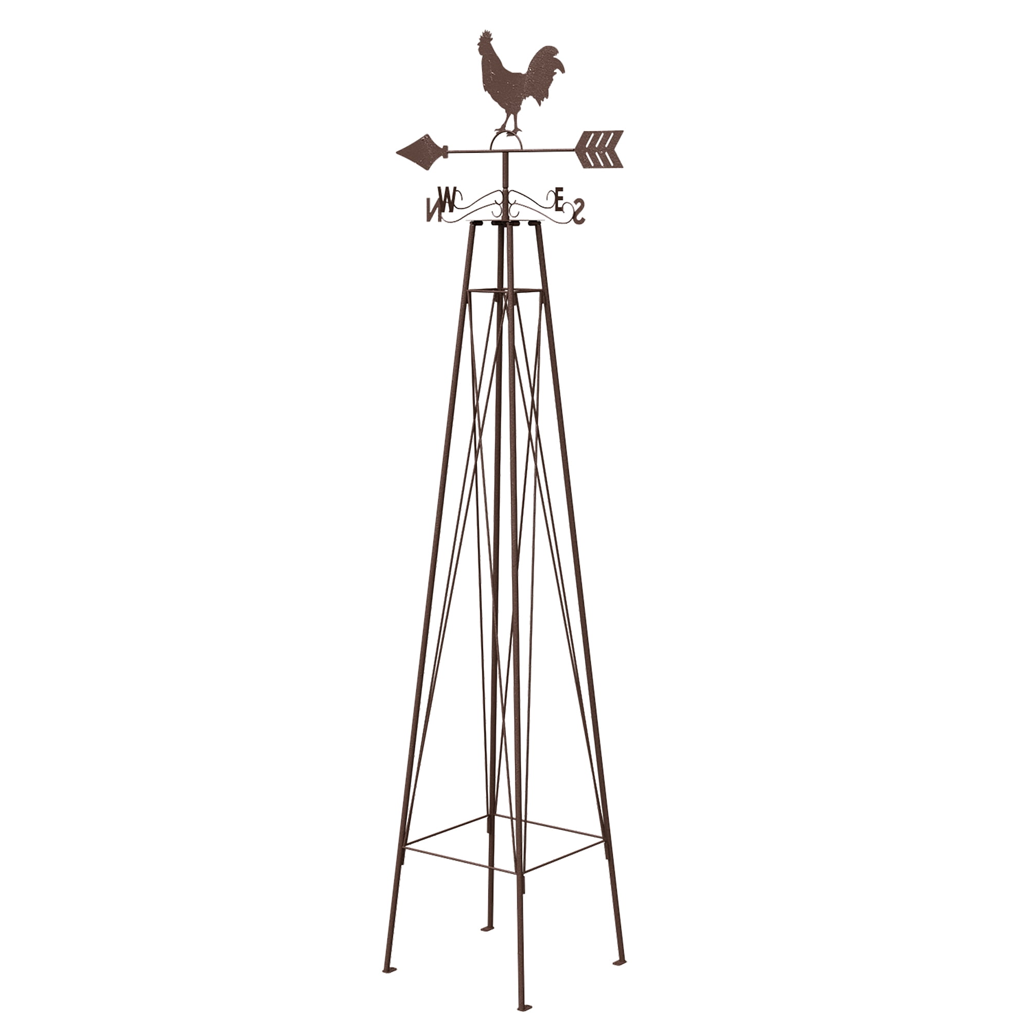 Panacea 86806 74-in Rustic Metal Obelisk Trellis Weathervane Garden ...