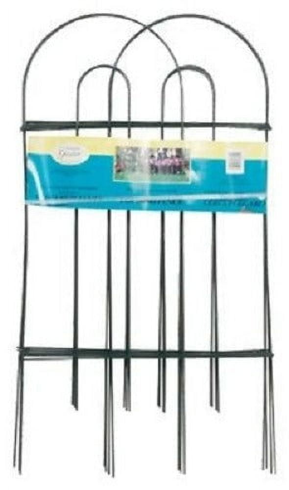 Panacea 32" Tall x 8' ft Arch Top Folding Garden Fence in Green - Set ...
