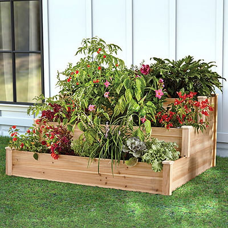 Panacea Cedar Three-Tiered Stair Step Garden Bed, 4'L x 4'W - Walmart.com
