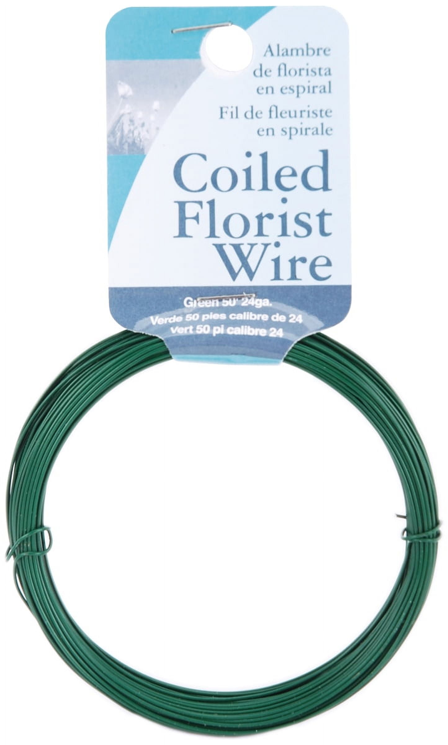 Panacea Coiled Floral Wire 24 Gauge 50'-Green - Walmart.com