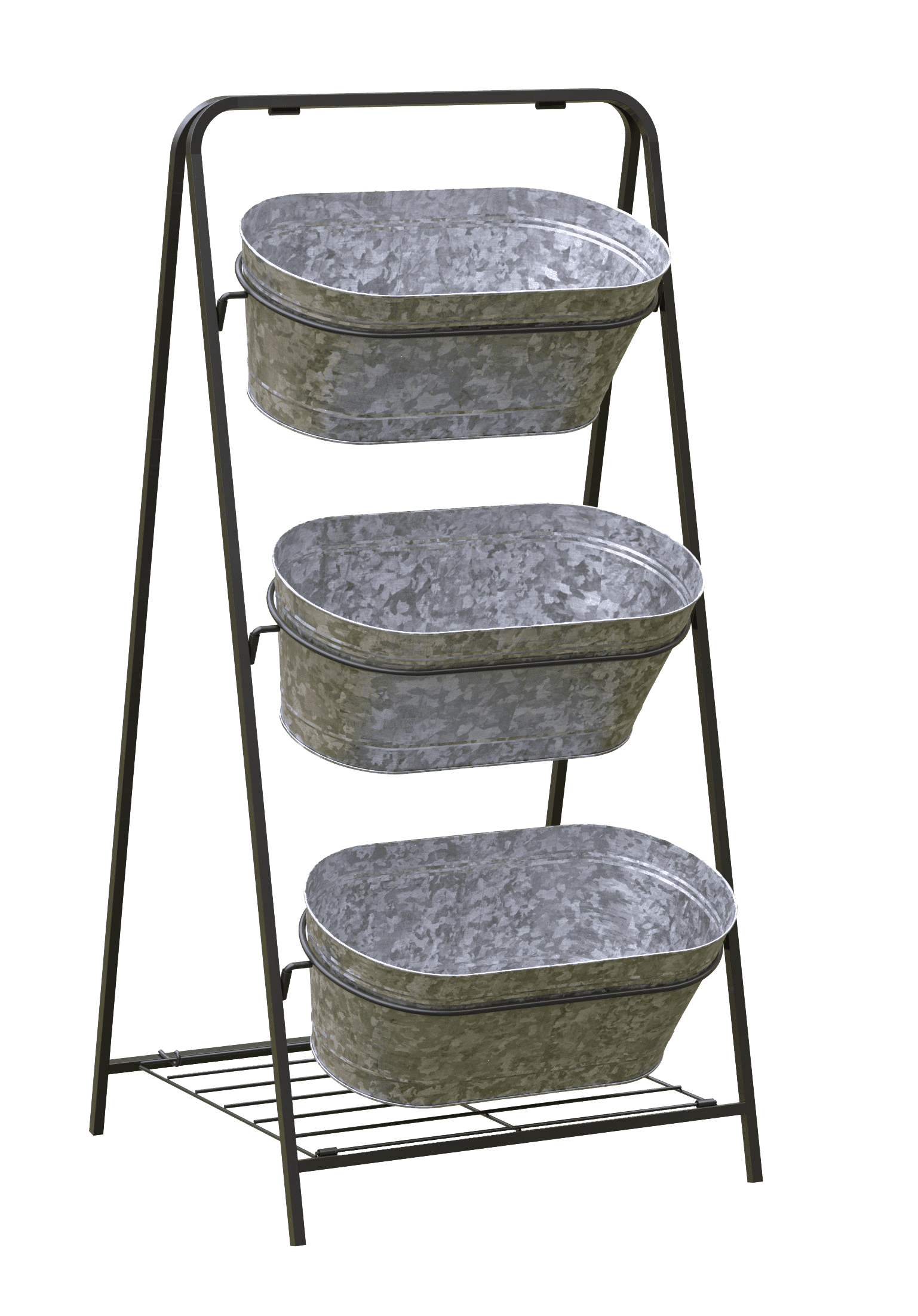 Panacea Large Oval Galvanised Metal Planter 3 Tier Washtub Style with ...