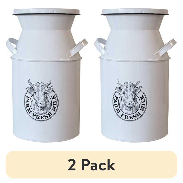 (2 pack) Panacea Vintage Milkhouse Milk Can Planter, White, 16"H ...