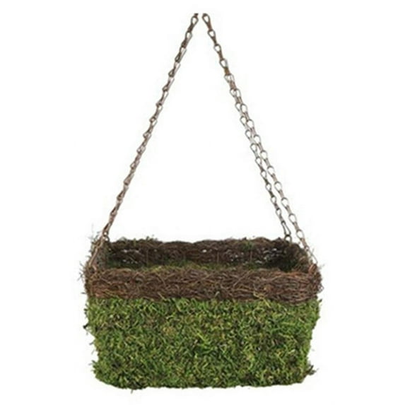 Panacea Wicker & Moss Square Hanging Basket, Grn/Brn, 14"L - Walmart.com