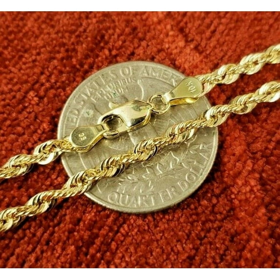 "10K Solid Yellow Gold Rope Chain Necklace 16'' - 30"" 1mm - 4mm for ...