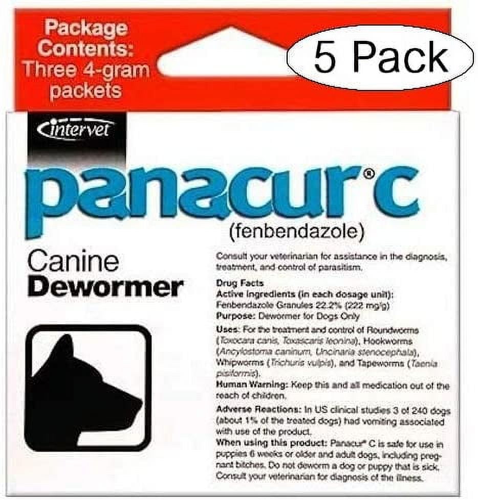 Panacur C Canine Dewormer, Fenbendazole 4 Gram, Treats Roundworms ...