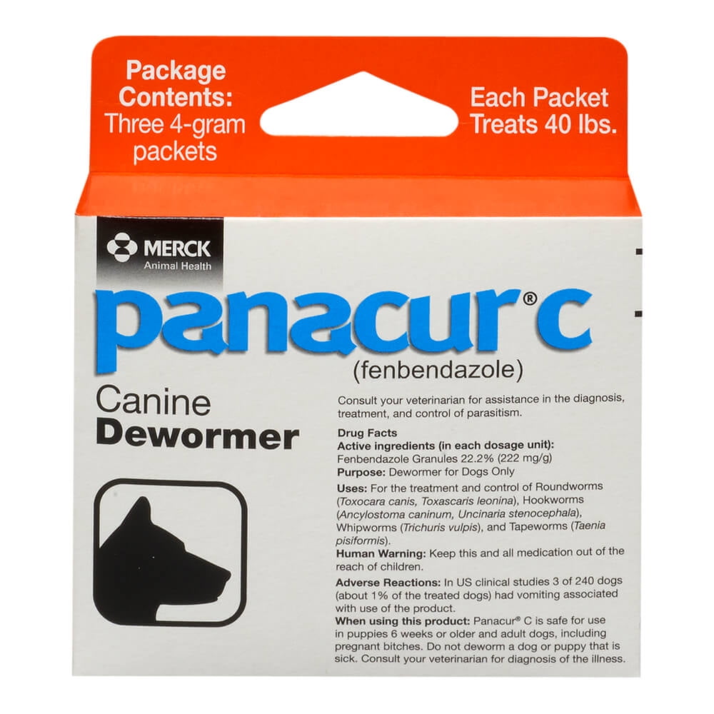 Panacur C Canine Dewormer, Fenbendazole Granules, Treats Roundworms ...