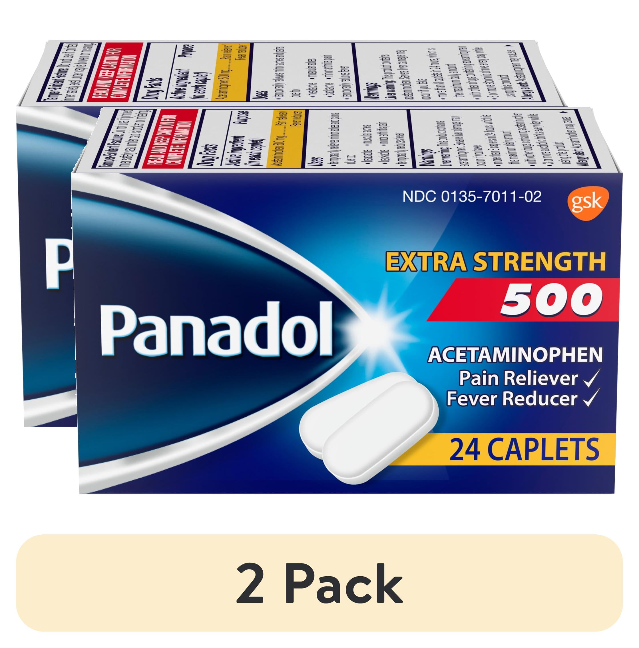 (2 pack) Panadol Extra Strength Caplets, Pain Reliever & Fever Reducer ...