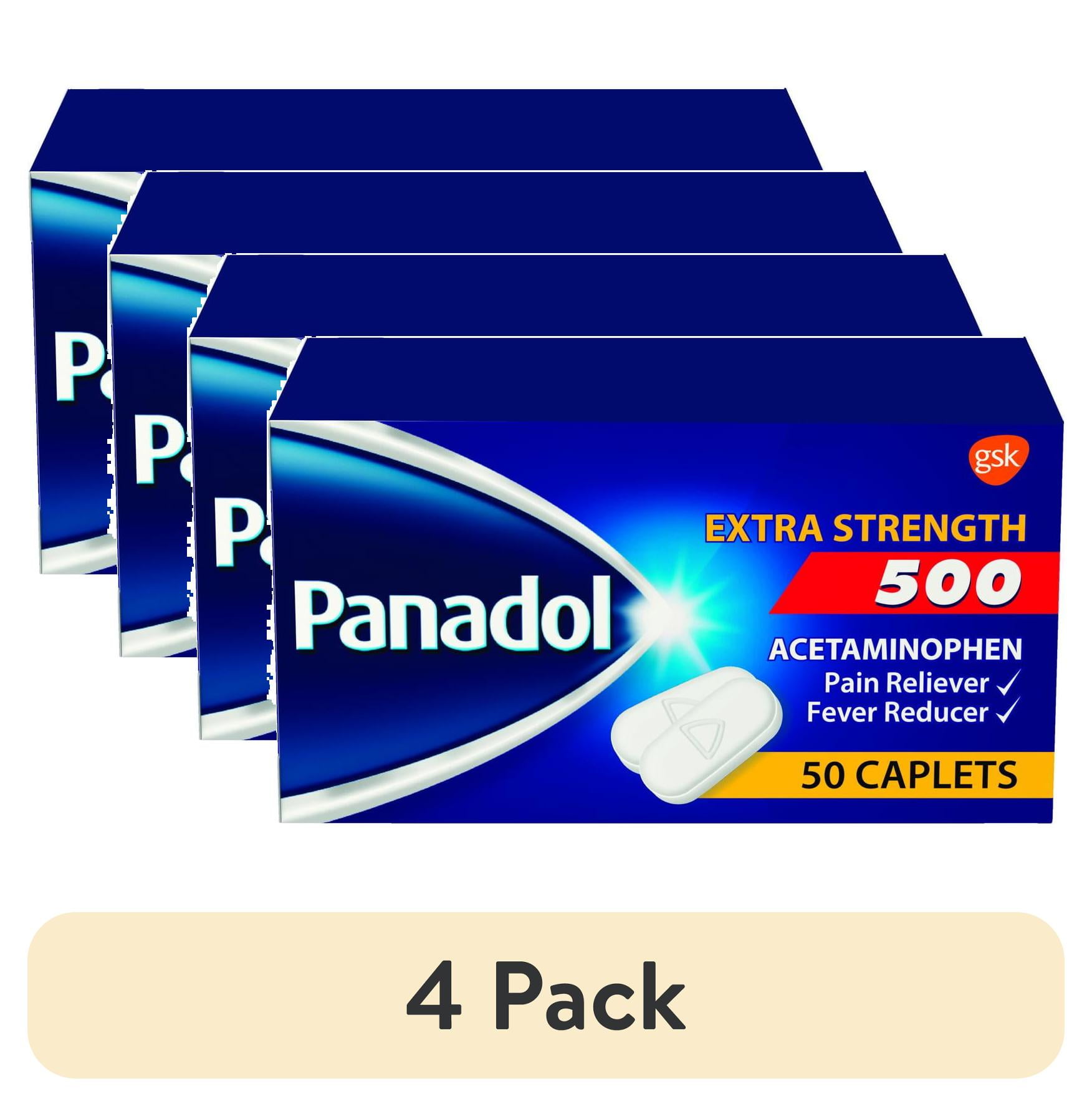 (4 pack) Panadol Extra Strength Caplets, Pain Reliever & Fever Reducer ...
