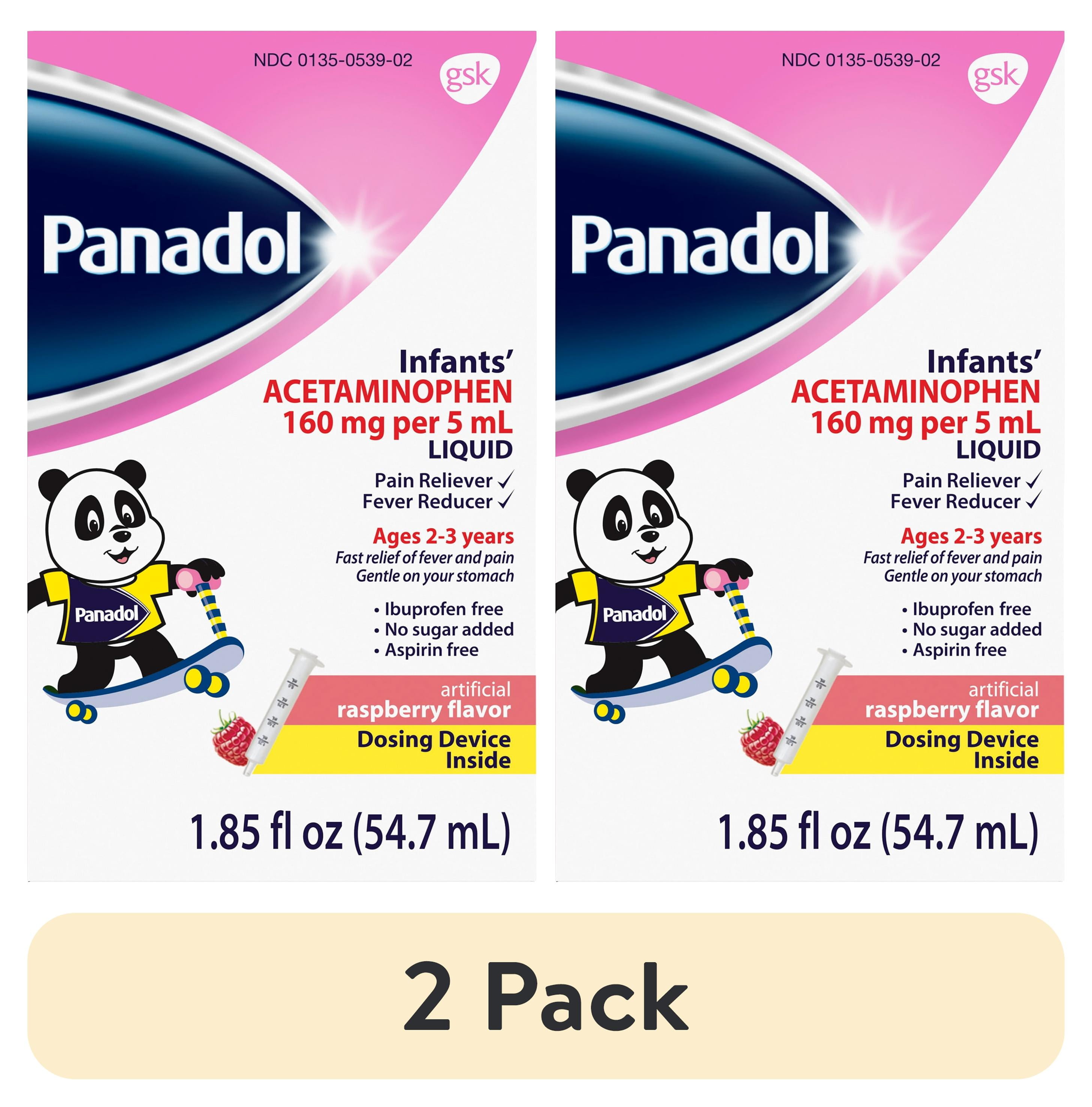 (2 pack) Panadol Infant's Pain Reliever and Fever Reducer, Liquid ...