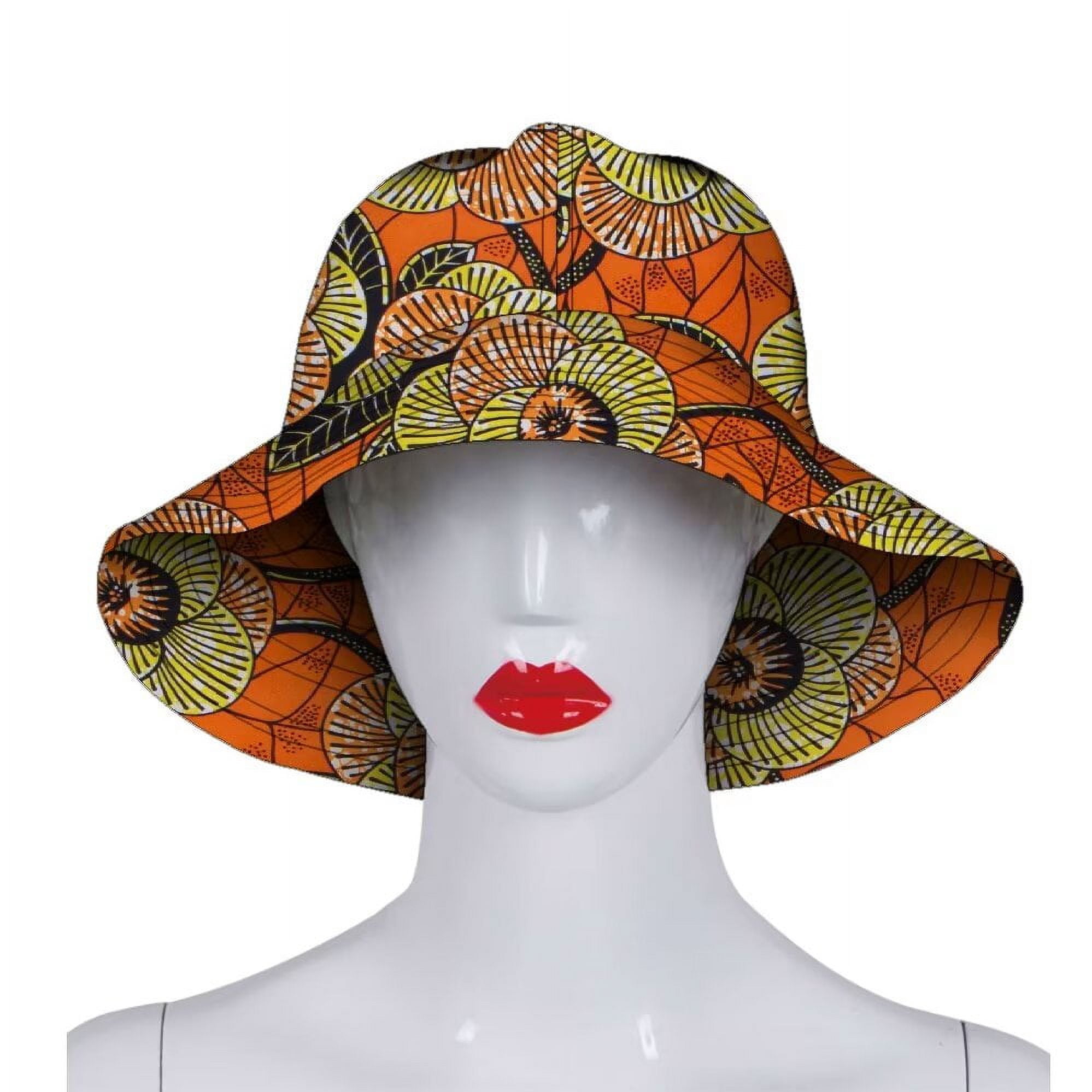 Panama Bucket Cap for Women African Wax Print Cotton Fisherman Caps ...