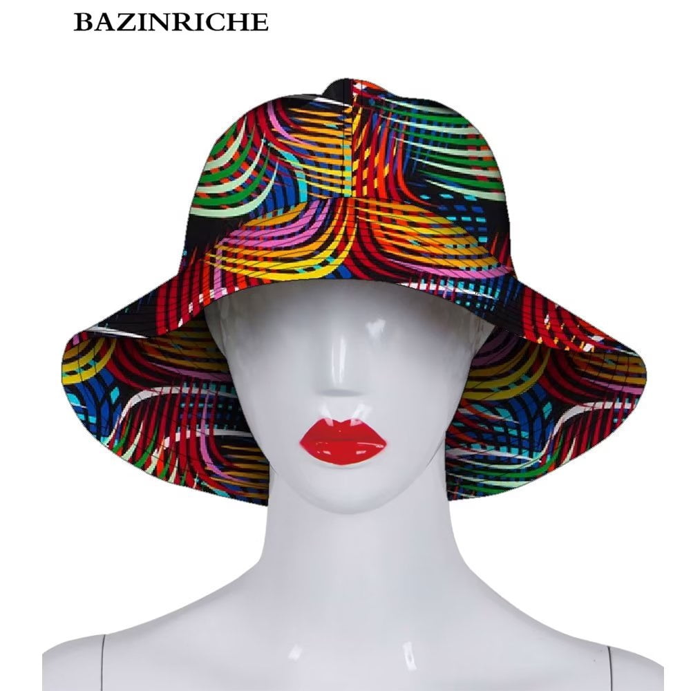 Panama Bucket Cap for Women African Wax Print Cotton Fisherman Caps ...