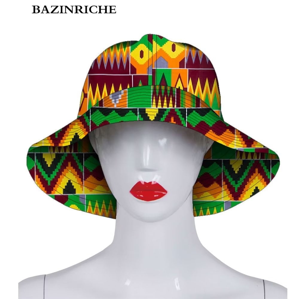 Panama Bucket Cap for Women African Wax Print Cotton Fisherman Caps ...