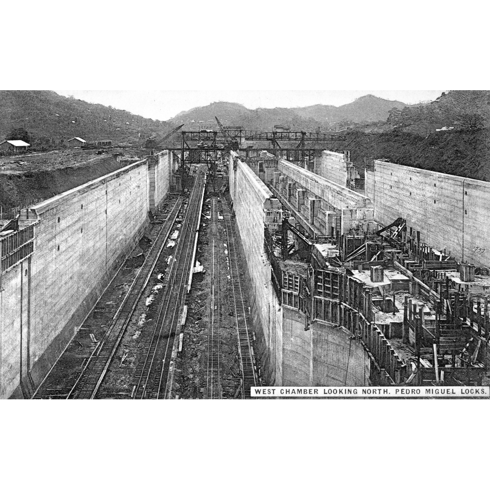 Panama Canal C1910. Nconstruction Of The West Chamber At The Pedro ...