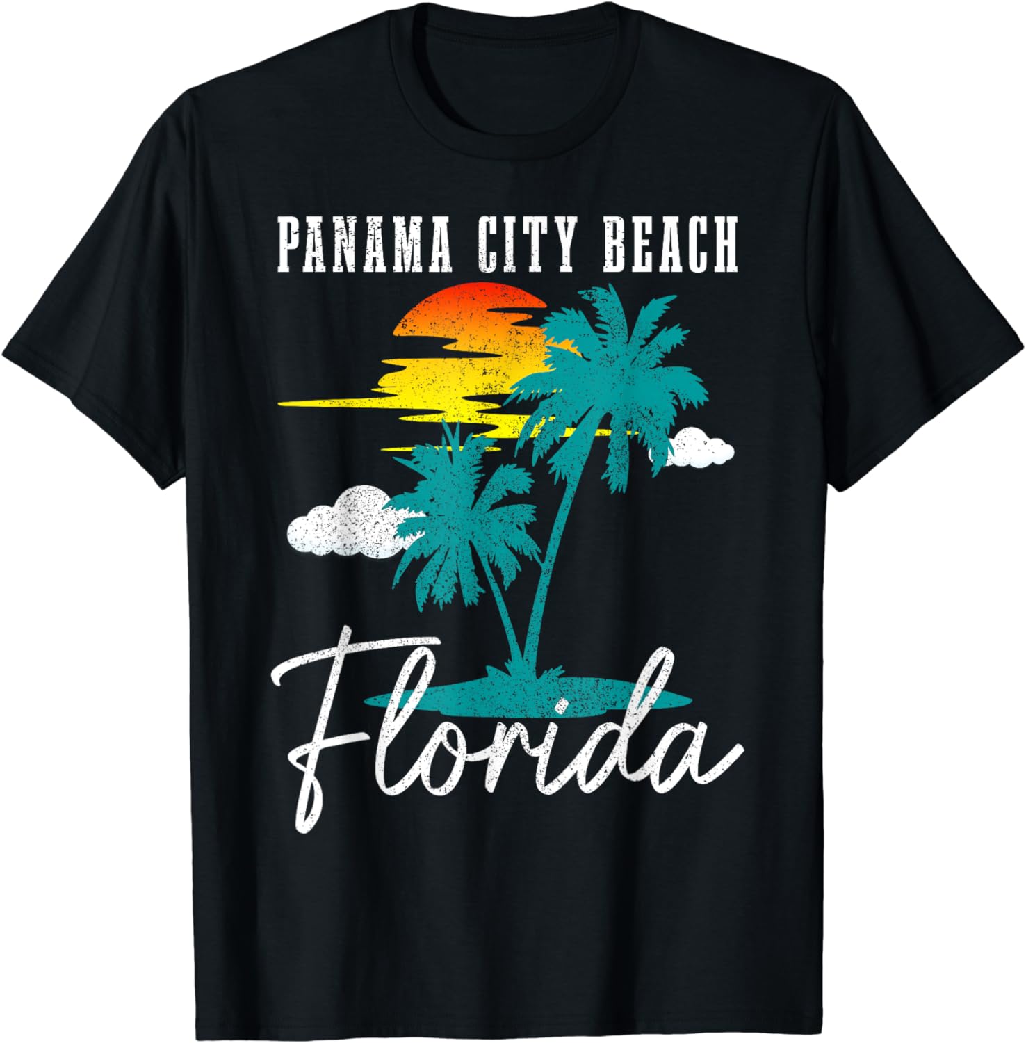 Panama City Beach Florida FL Vintage Sunset Palm Trees T-Shirt ...