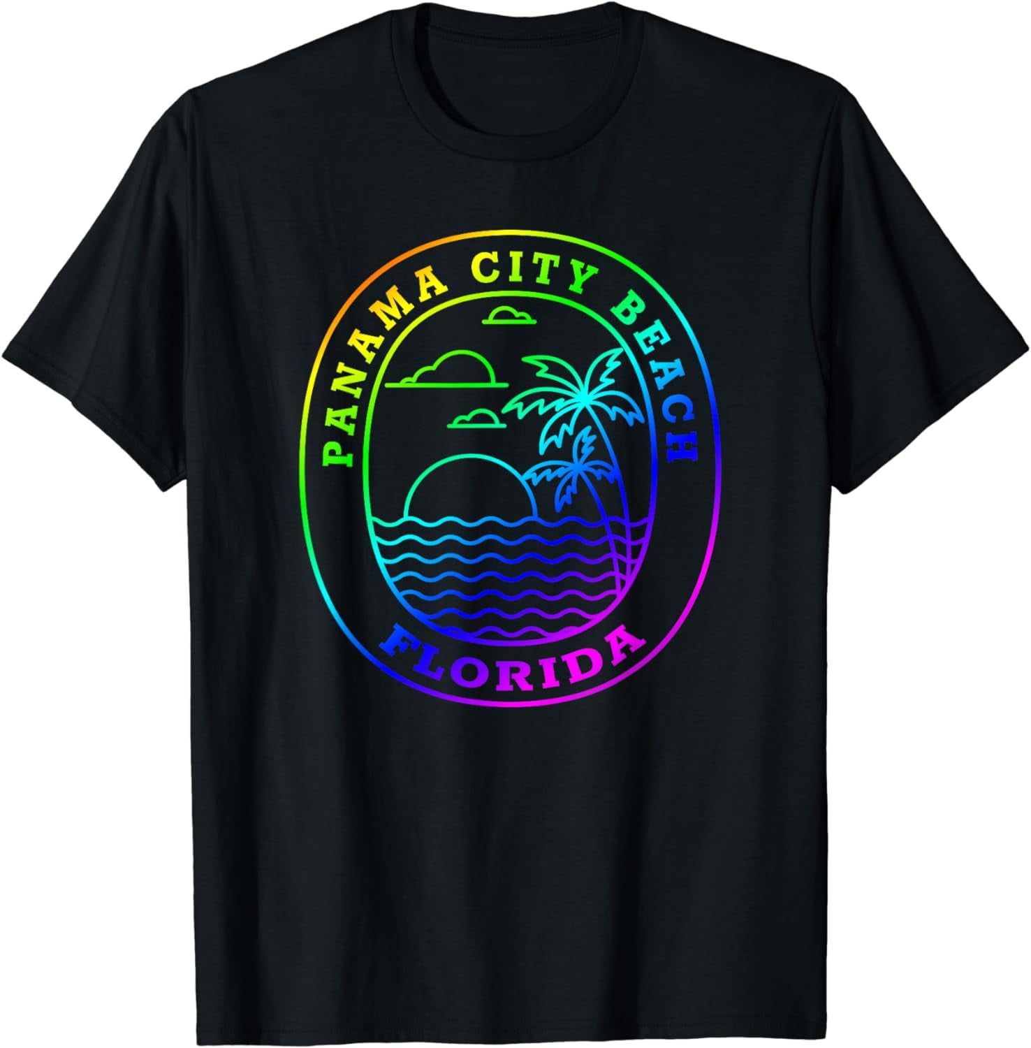 Panama City Beach Rainbow Palm Tree Beach Vacation T-Shirt - Walmart.com