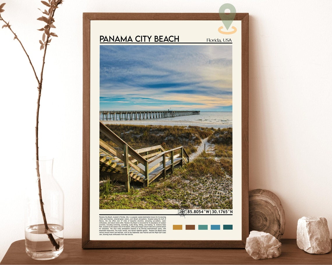 Panama City Beach Travel Poster, Panama City Beach Wall Art, Panama ...