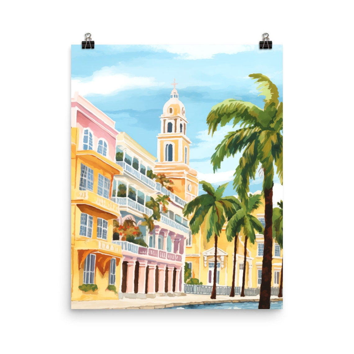Panama City Print, Tropical Church Wall Art, Central America Poster ...