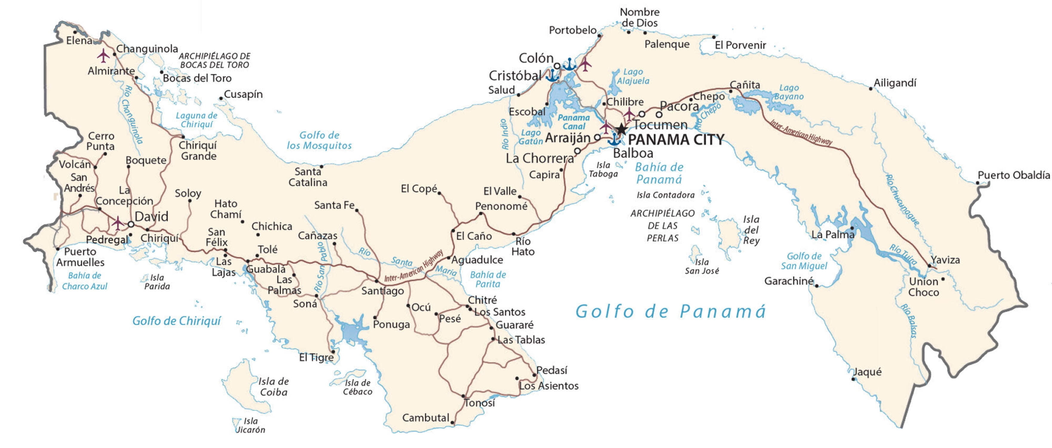 Panama City Road Map GLOSSY POSTER PICTURE PHOTO PRINT BANNER ...