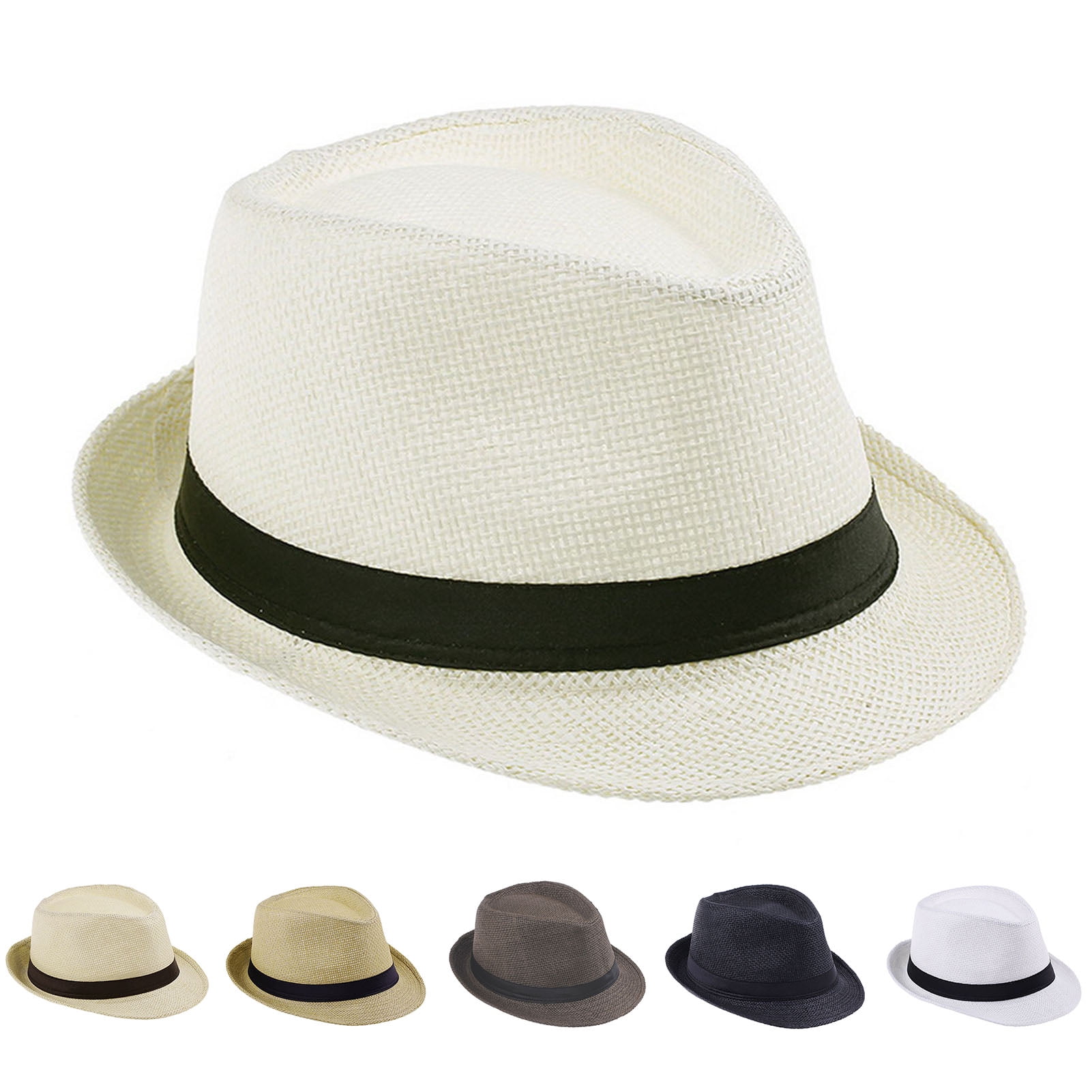 Panama Cowboy Cap for Women Men Outdoor Travel, Short Brim Straw Summer ...