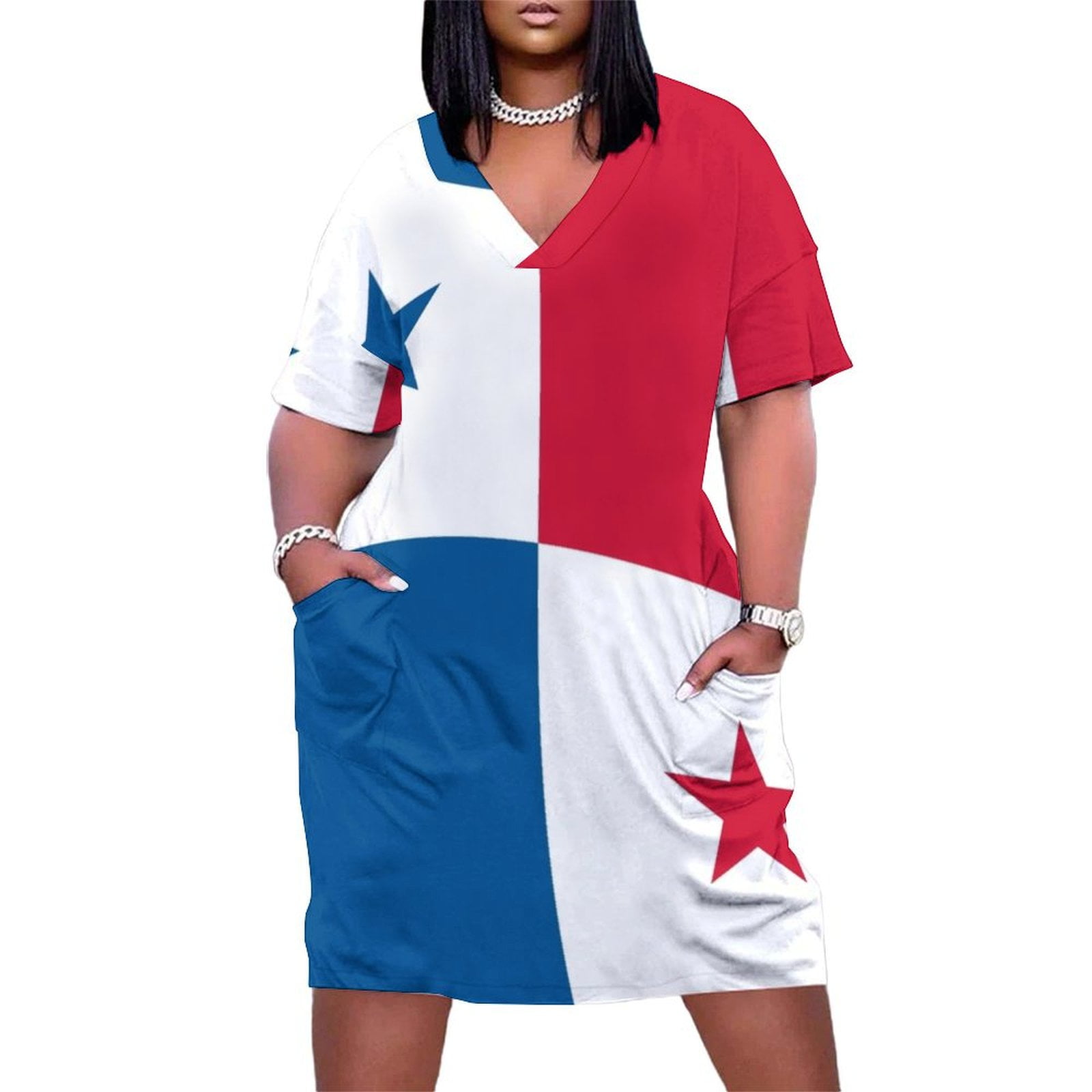 Panama Flag Loose Pocket Dress summer outfits for women 2025 Women dresses summer women's ...