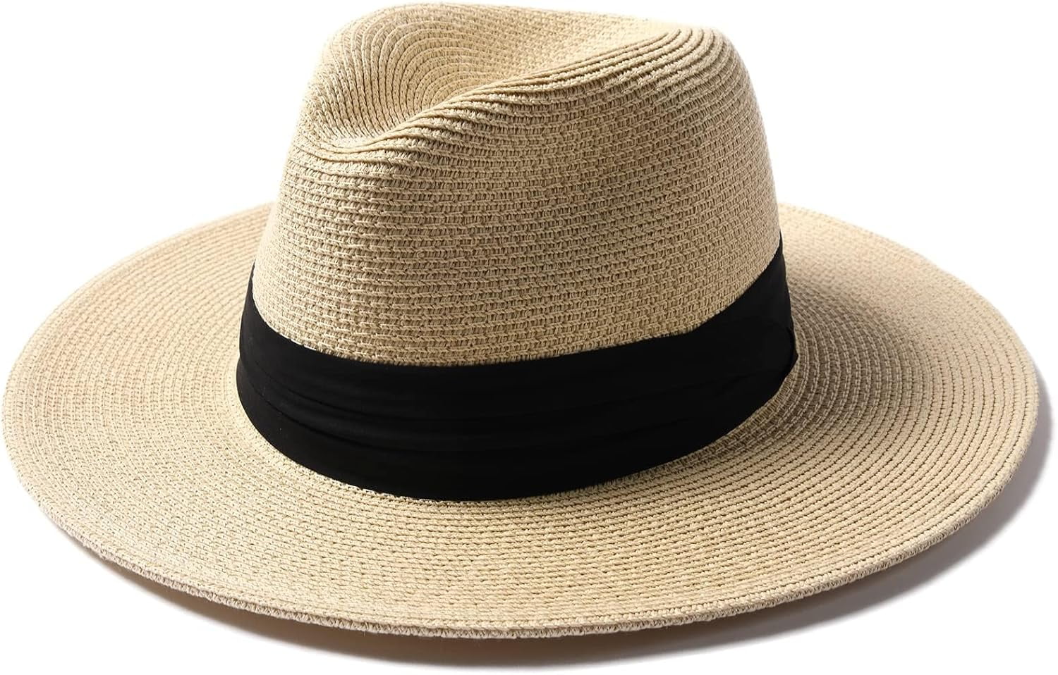 Panama Hat Sun Hats for Women Men Wide Brim Fedora Straw Beach Hat UV UPF 80+ - Walmart.com