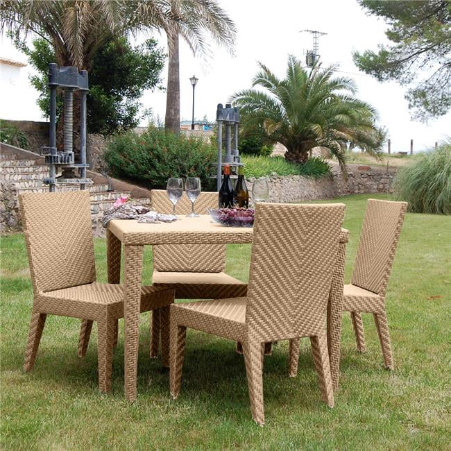 Panama Jack PJO-3801-NAT-5DS-CUSH-GL Austin 5 Piece Square Dining Set ...