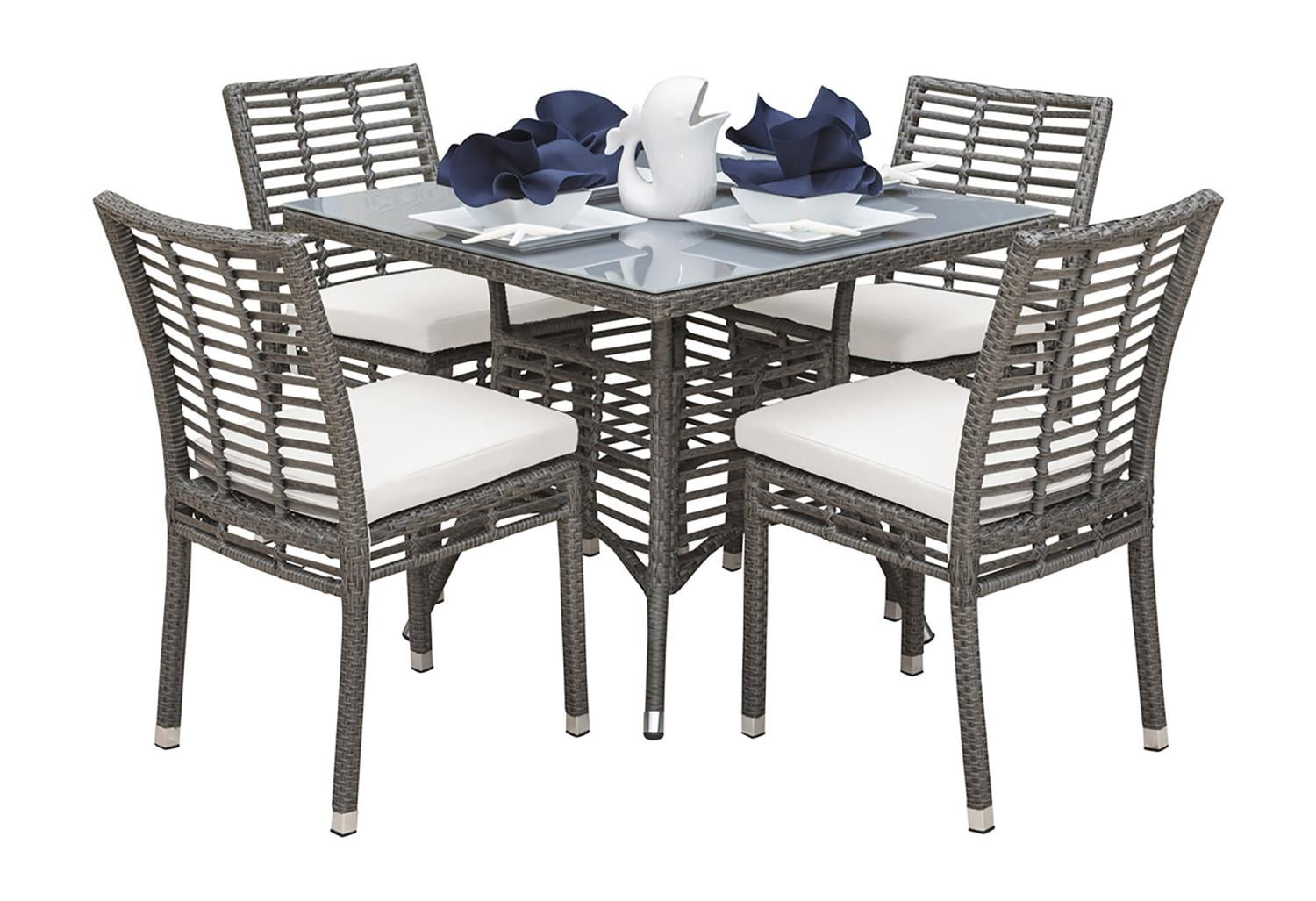 Panama Jack PJO-1601-GRY-5DS-CUSH-SU-737 Graphite 5 Piece Side Chair Dining Set with Cushion ...