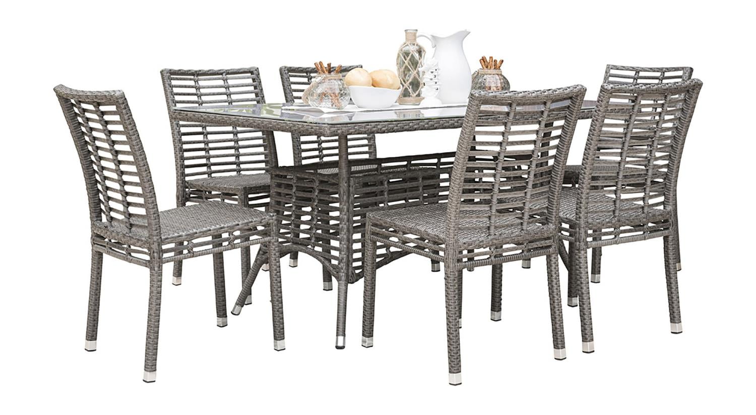 Panama Jack PJO-1601-GRY-7DS-CUSH-SU-739 Graphite 7 Piece Side Chair Dining Set with Cushion ...