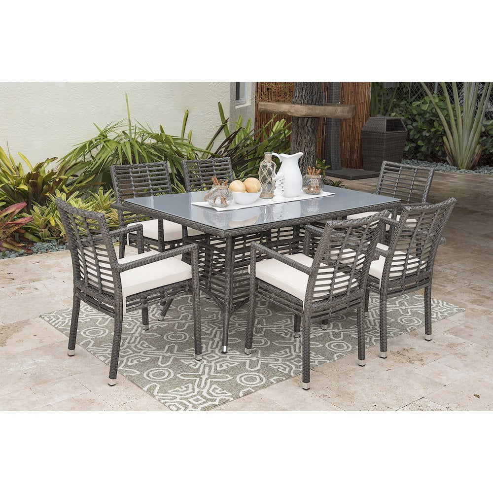 Panama Jack Outdoor Panama Jack Graphite 7-Piece Armchair Dining Set with Cushions - Walmart.com